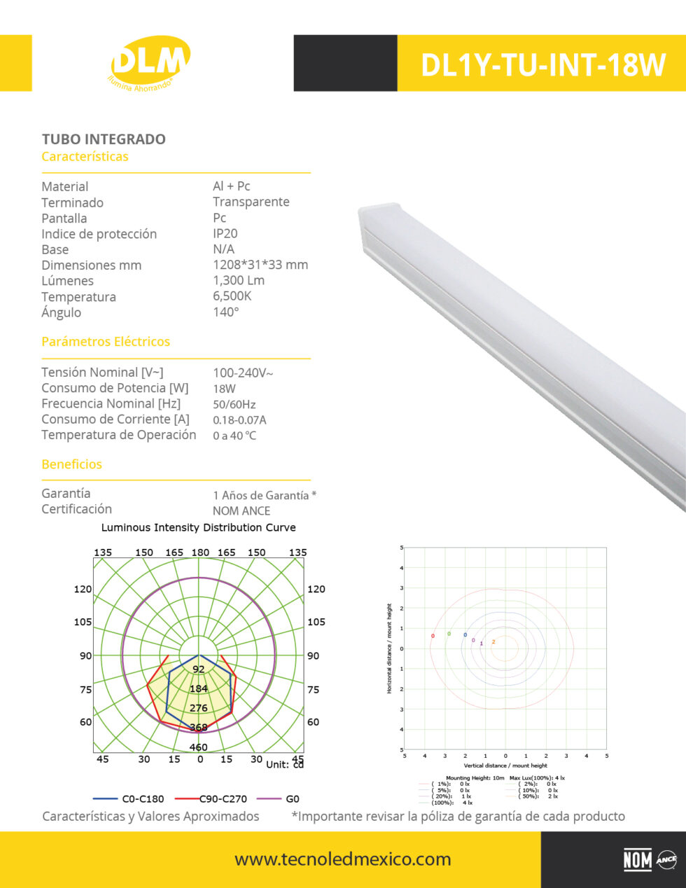 Tecnoled - Tubo Integrado DL1Y-TU-INT-18W